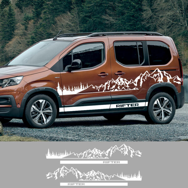 Car Door Side Stickers For Peugeot Rifter GT Camper Van Mountain Tree ...